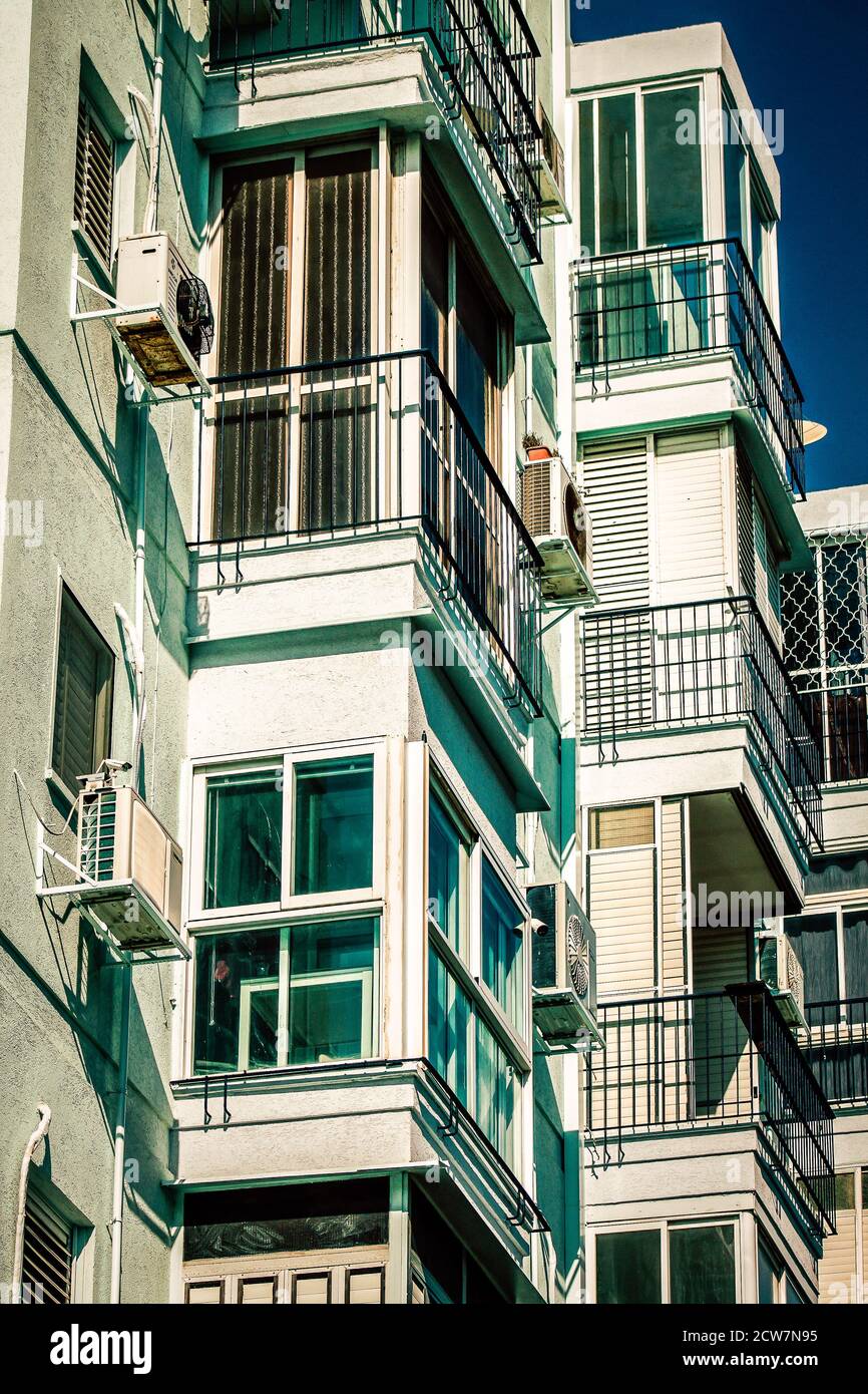 View of the facade of a modern building in the streets of Tel Aviv in ...