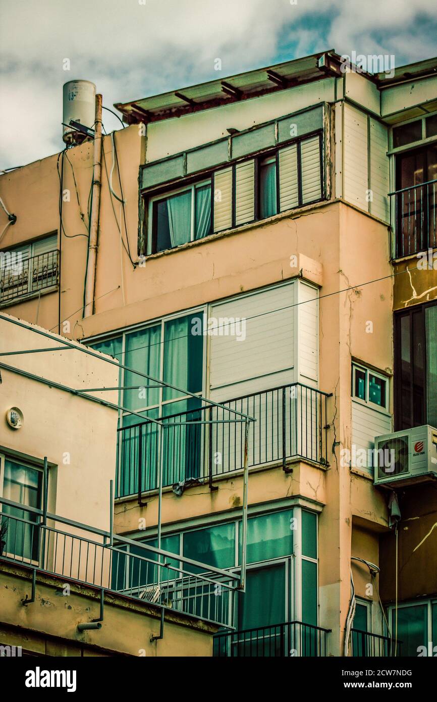 View of the facade of a modern building in the streets of Tel Aviv in ...