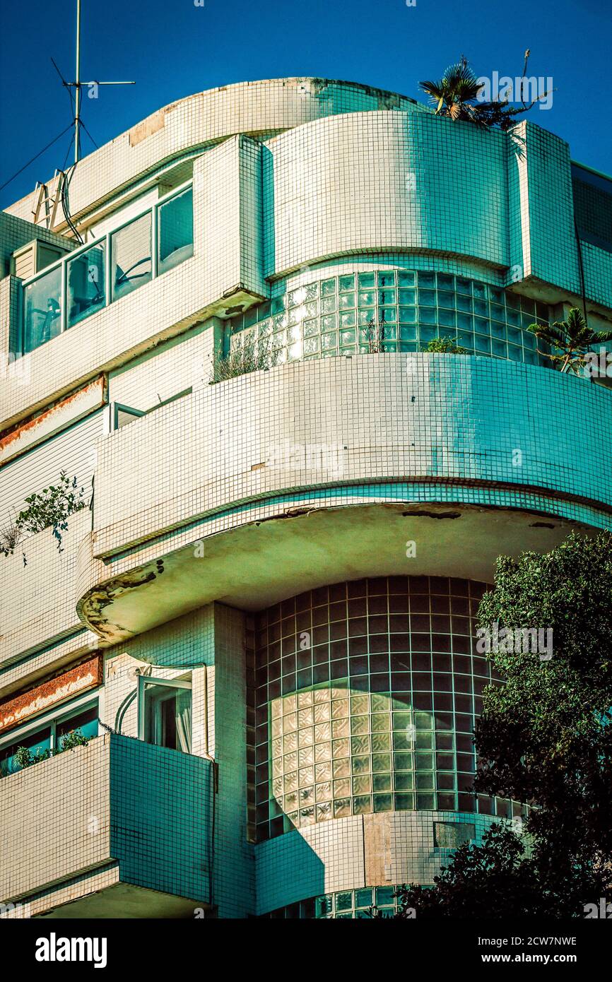 View of the facade of a modern building in the streets of Tel Aviv in ...