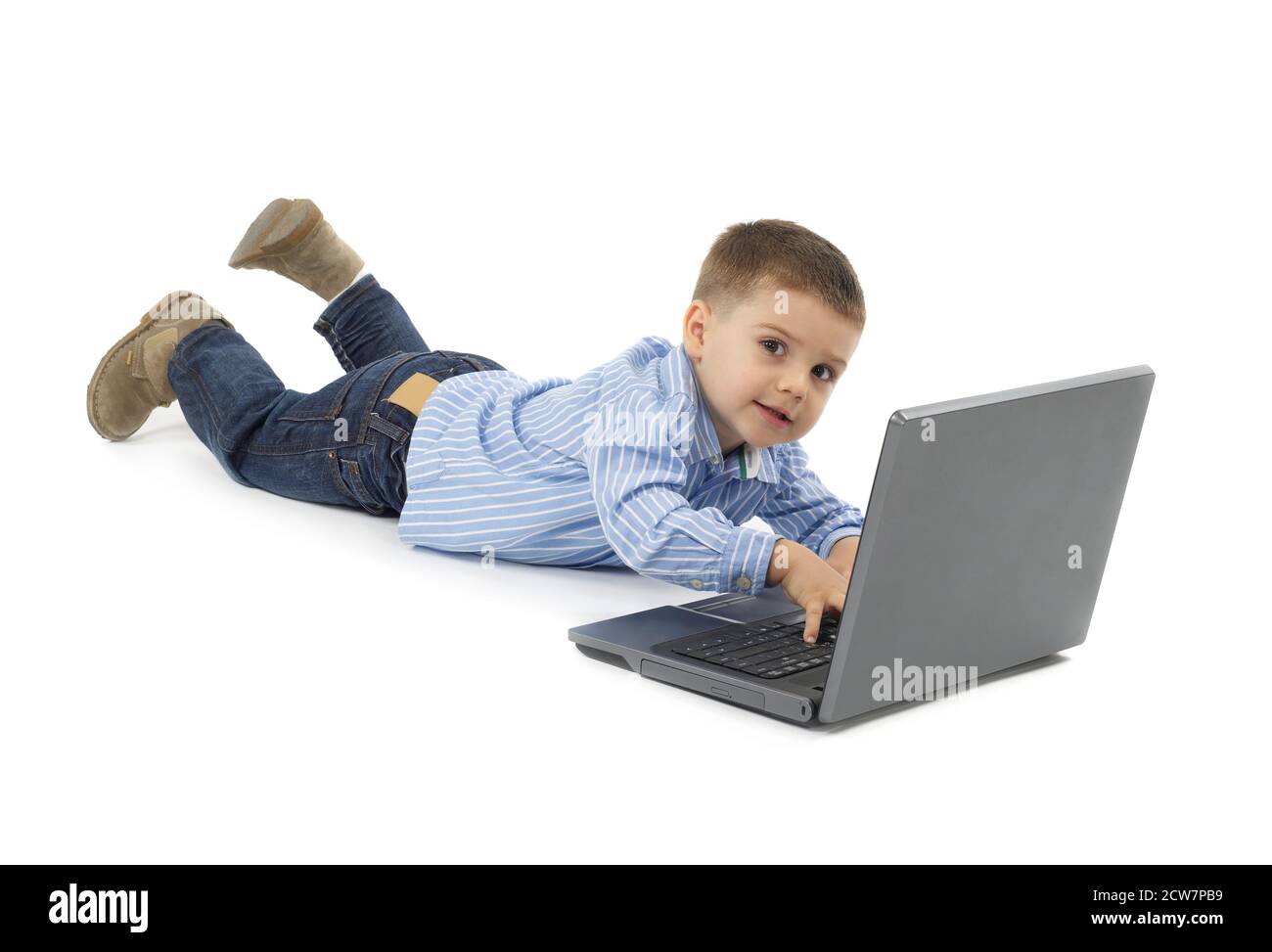 Kid with laptop Stock Photo - Alamy