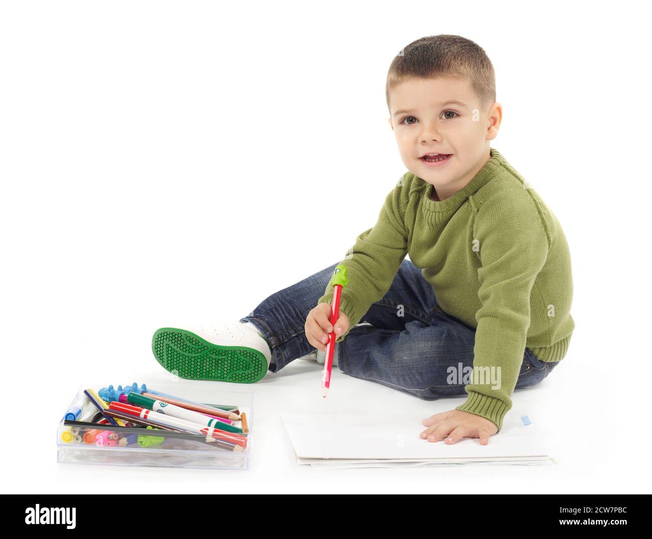Kid drawing isolated Stock Photo - Alamy