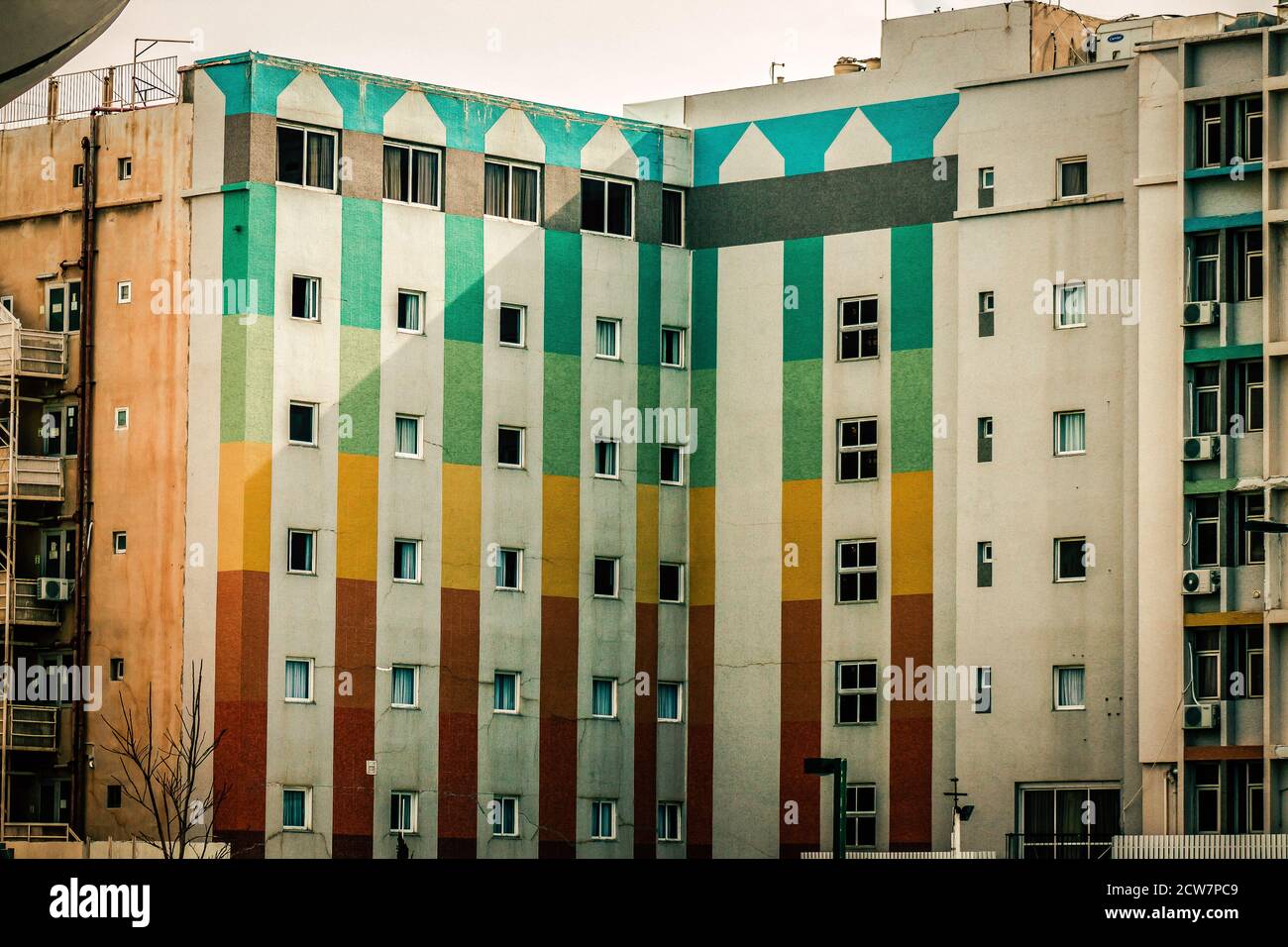 View of the facade of a modern building in the streets of Tel Aviv in ...