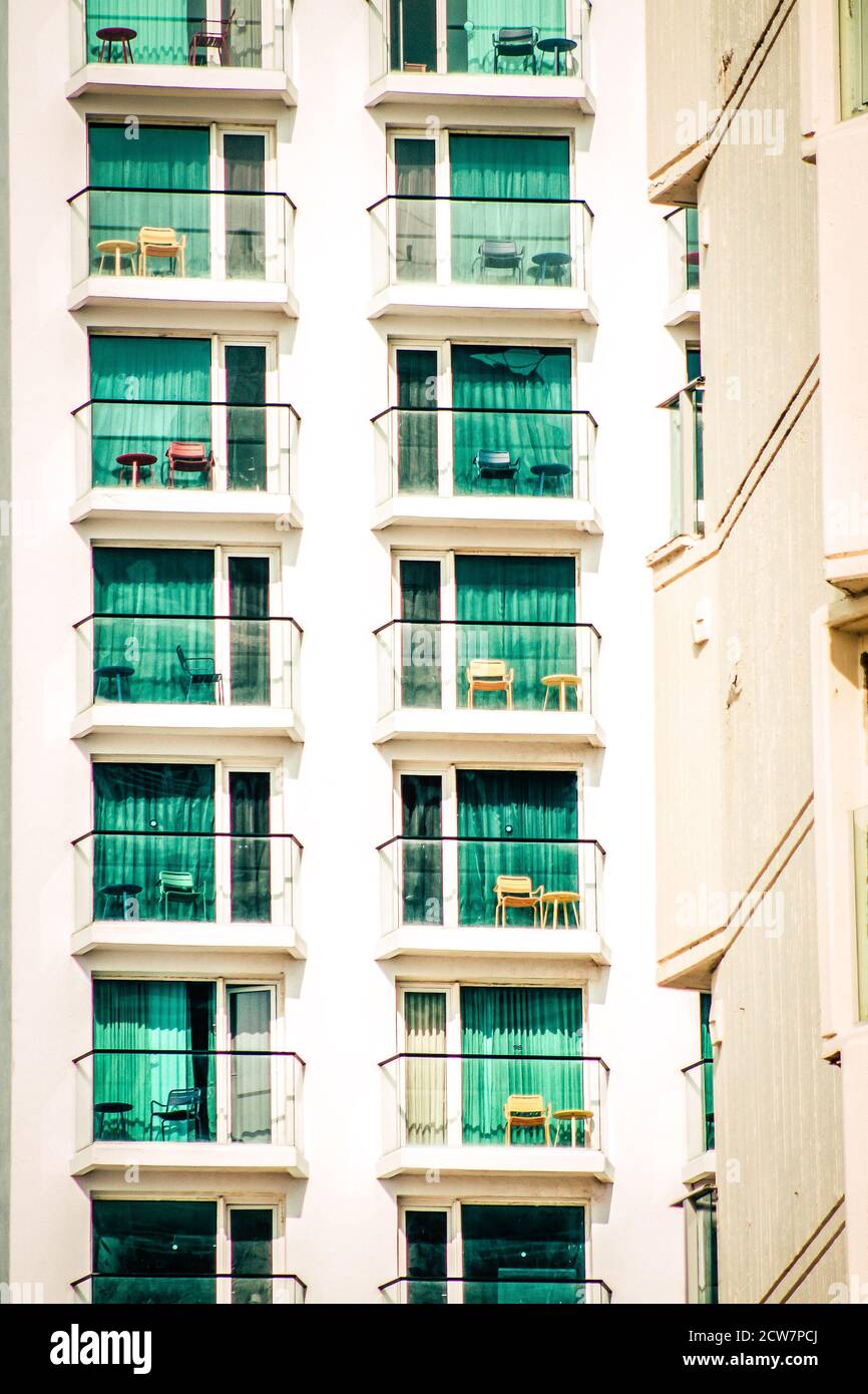 View of the facade of a modern building in the streets of Tel Aviv in ...
