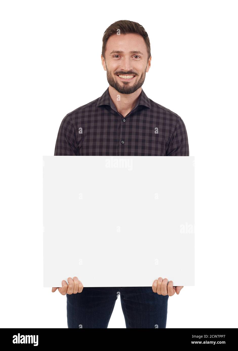 Man carrying a blank sign Stock Photo - Alamy