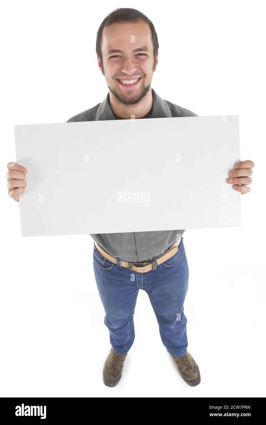 Man holding a blank sign Stock Photo - Alamy