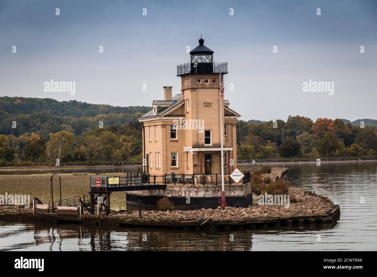 Rondout Lighthouse on the Hudson River, Kingston, NY, in early fall ...