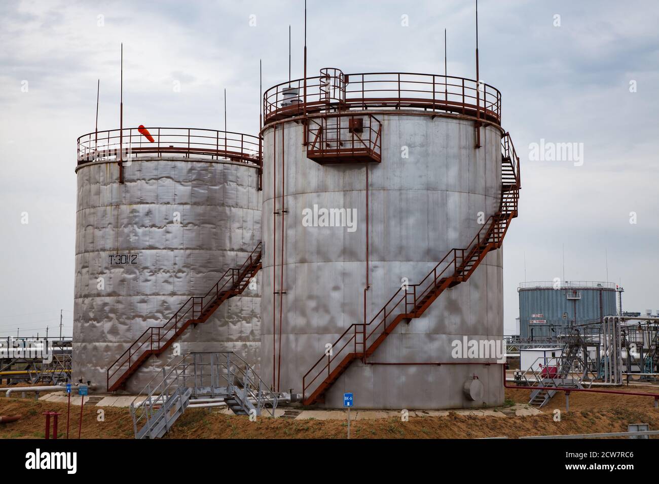 Zhaik-Munai oil deposit, Kazakhstan. Oil refinery and gas processing ...