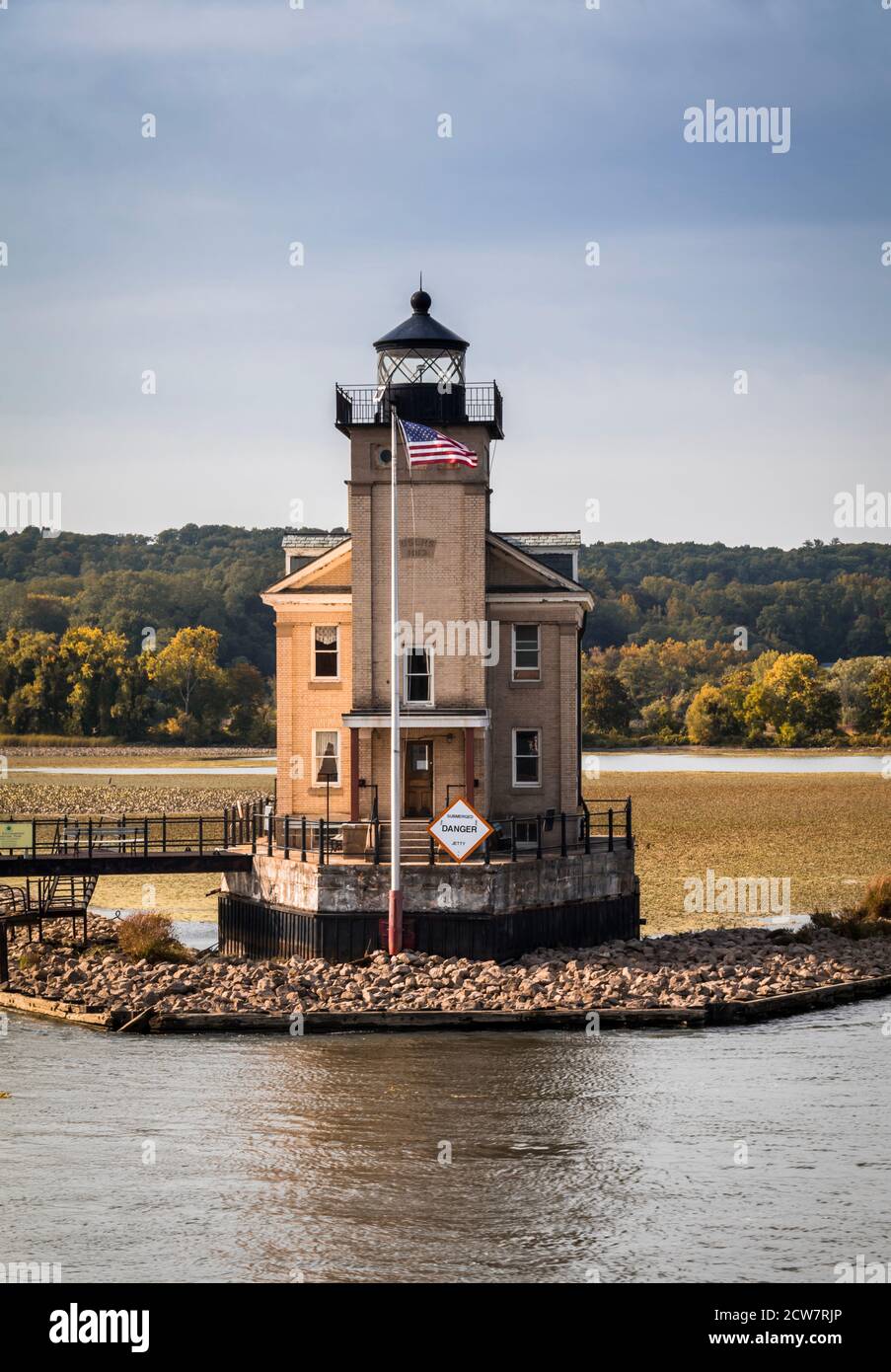 Rondout Lighthouse on the Hudson River, Kingston, NY, in early fall ...