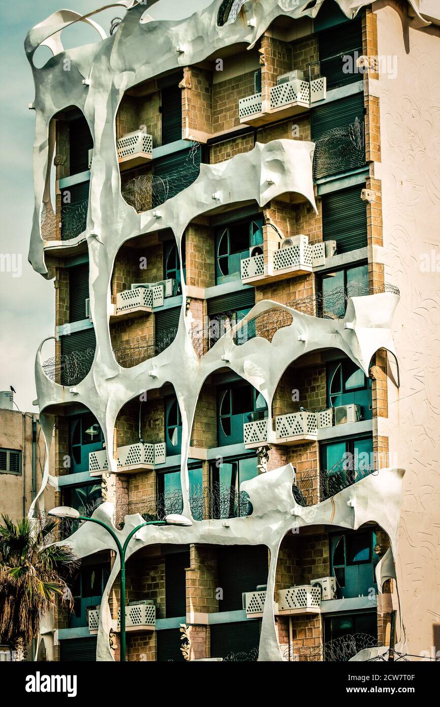 View of the facade of a modern building in the streets of Tel Aviv in ...