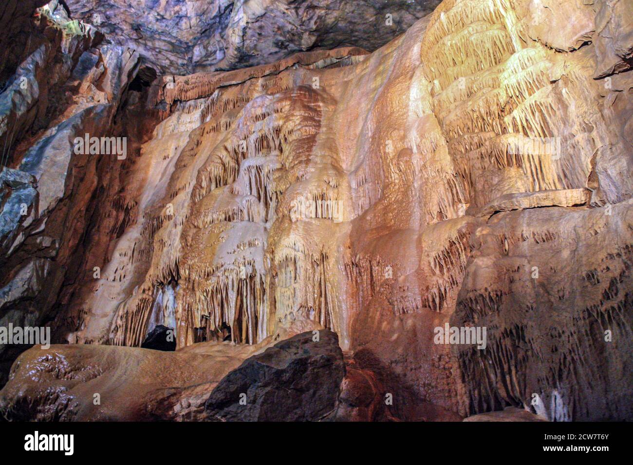 Inside Cheddar Caves in Somerset. Available light reportage might be ...