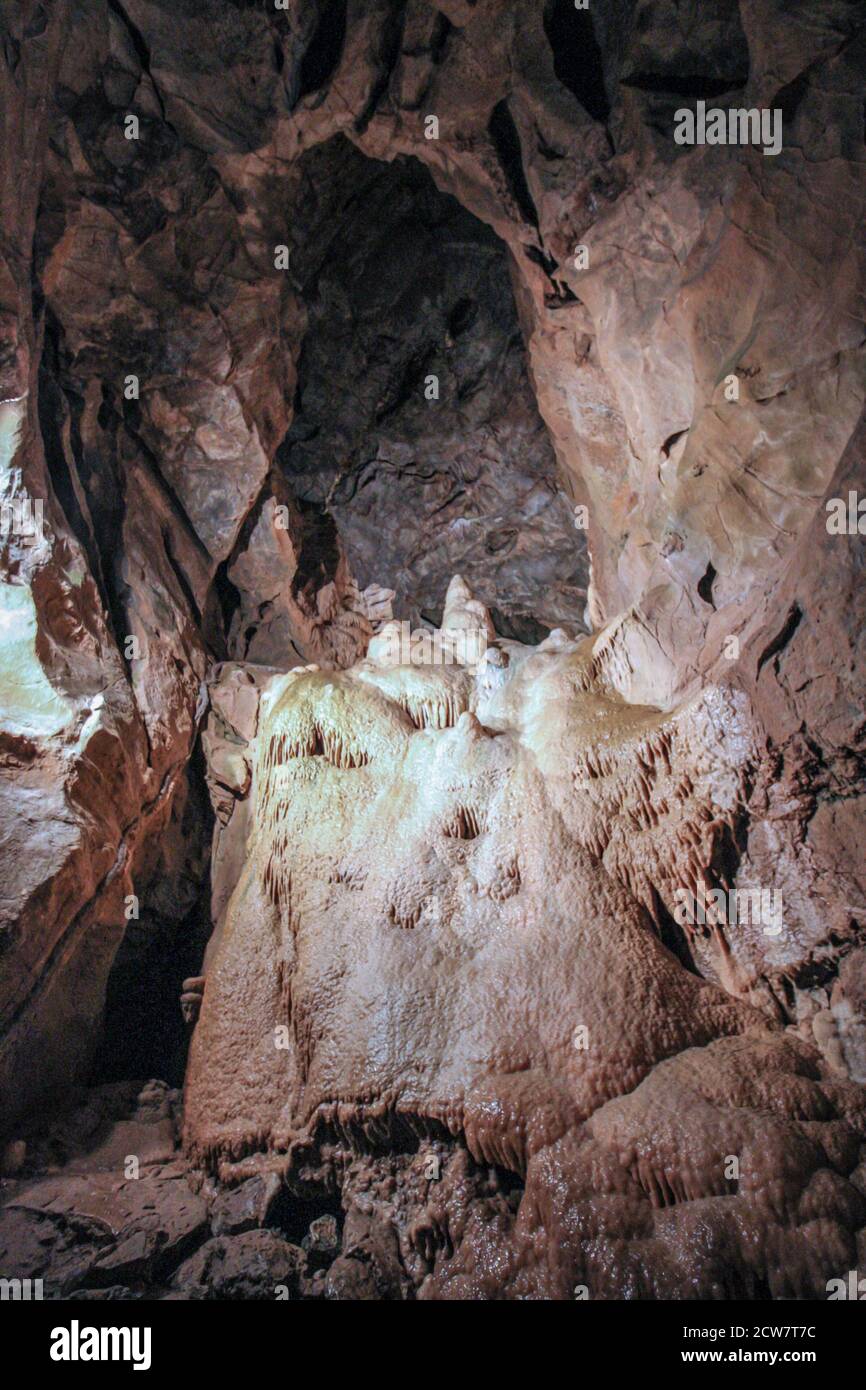 Inside Cheddar Caves in Somerset. Available light reportage might be ...