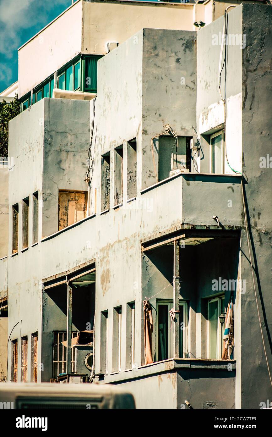 View of the facade of a modern building in the streets of Tel Aviv in ...