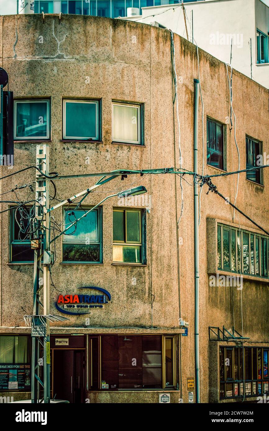 View of the facade of a modern building in the streets of Tel Aviv in ...