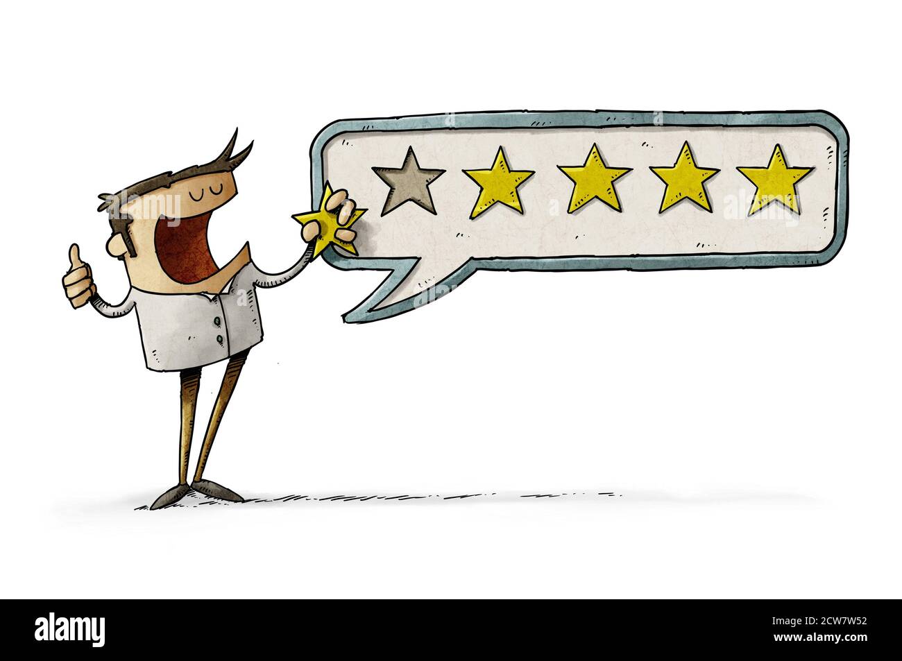 Customer Experience Concept. Illustration of Man pointing five star ... Customer Experience Concept. Illustration of Man pointing five star ...