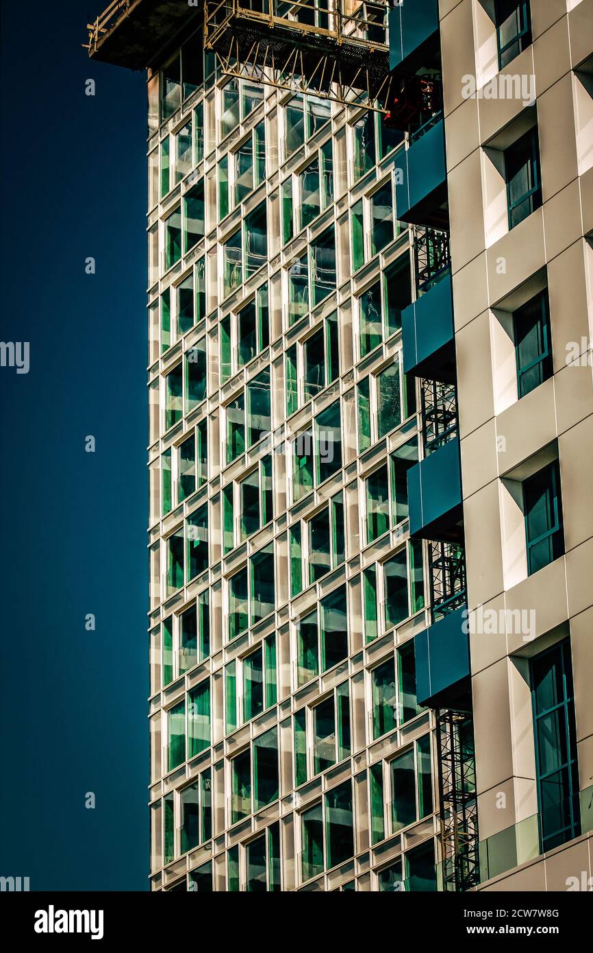 View of the facade of a modern building in the streets of Tel Aviv in ...