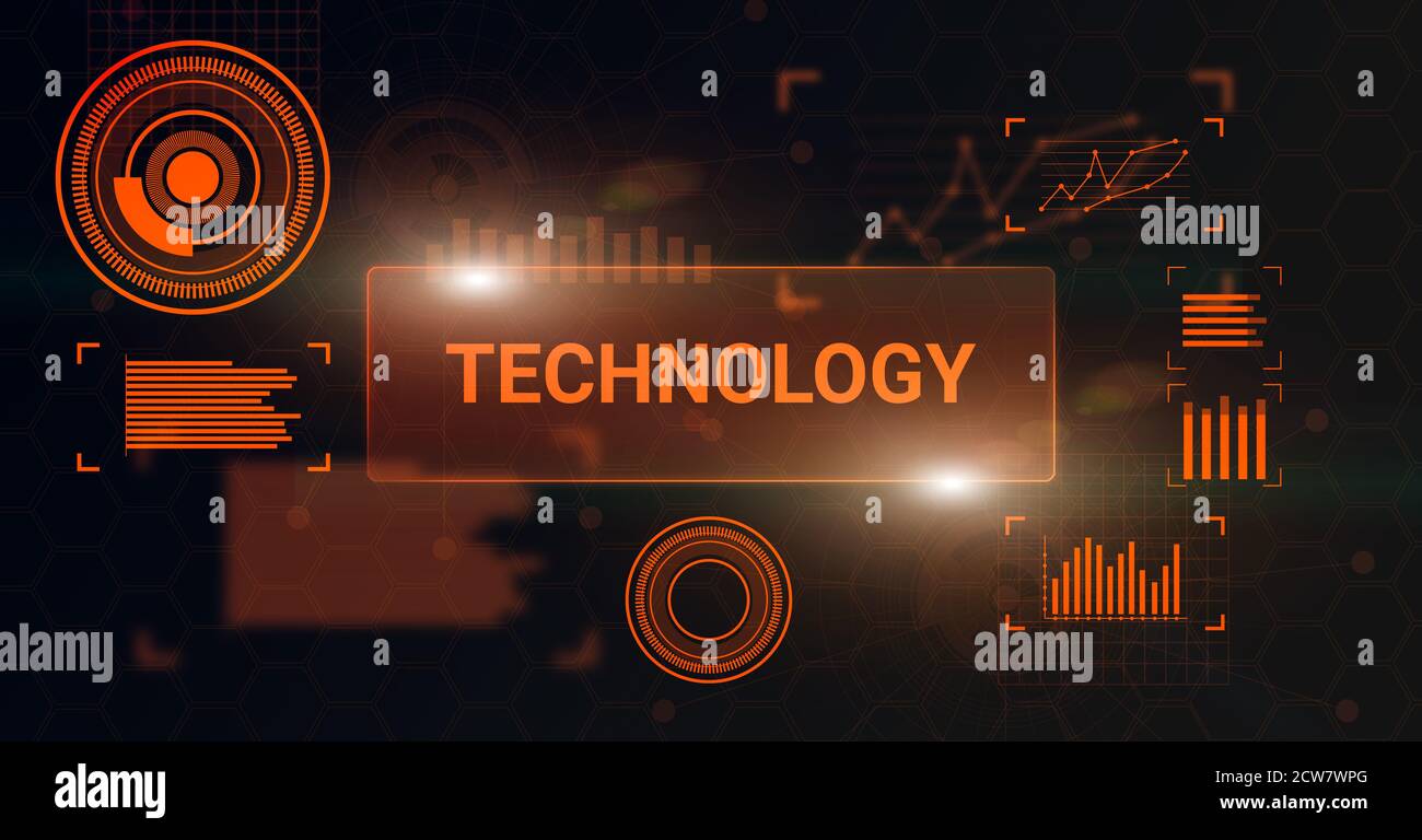 Illustration of virtual screen with holographic panel Stock Photo - Alamy