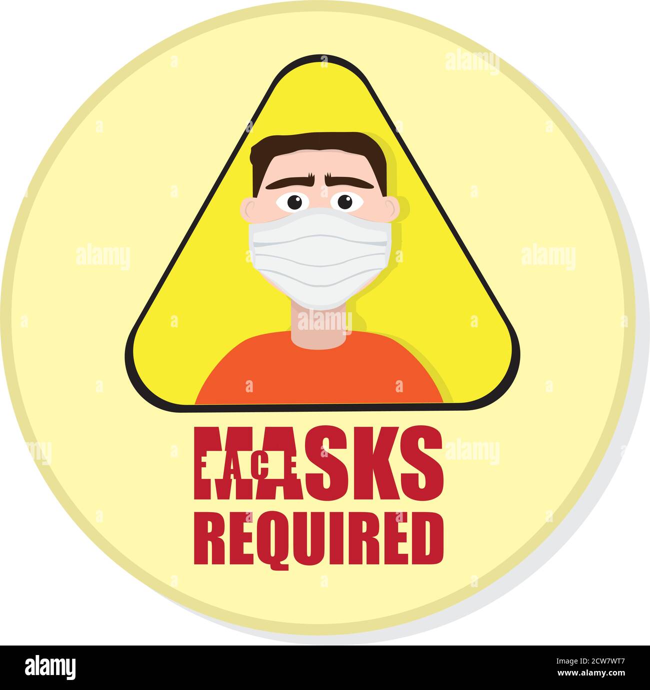 Face mask required poster. Man wearin a face mask. Covid-19 prevention ...