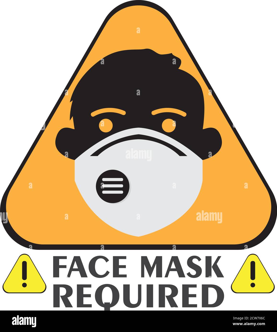 Face mask required poster. Man wearin a face mask. Covid-19 prevention ...
