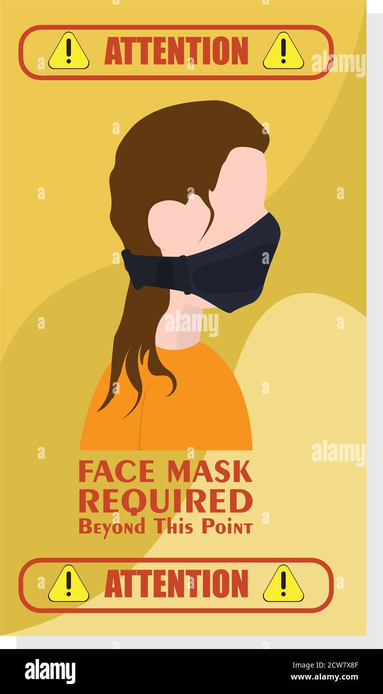 Face mask required poster. Woman wearin a face mask. Covid-19 ...