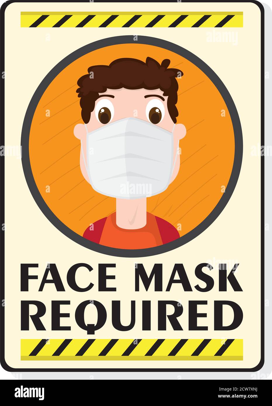 Face mask required poster. Man wearin a face mask. Covid-19 prevention ...