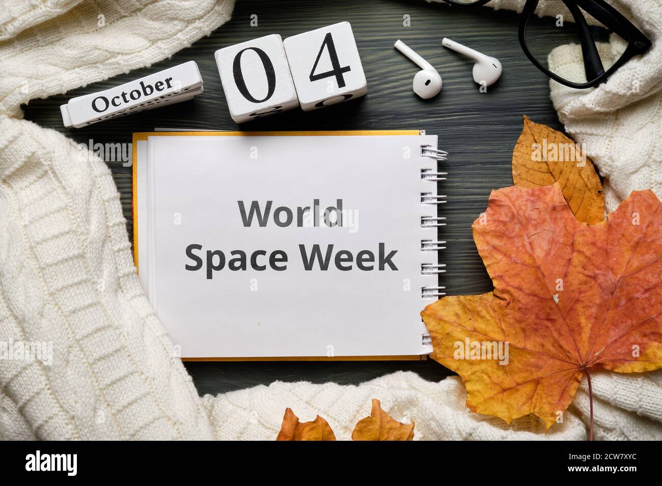 World Space Week day of autumn month calendar october Stock Photo - Alamy
