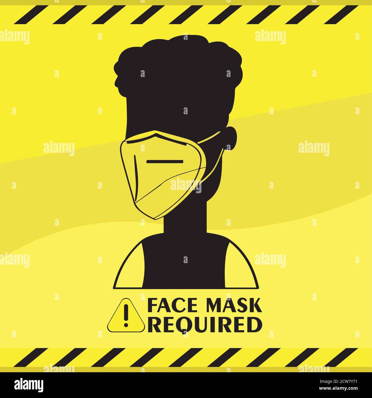 Face mask required poster. Man wearin a face mask. Covid-19 prevention ...
