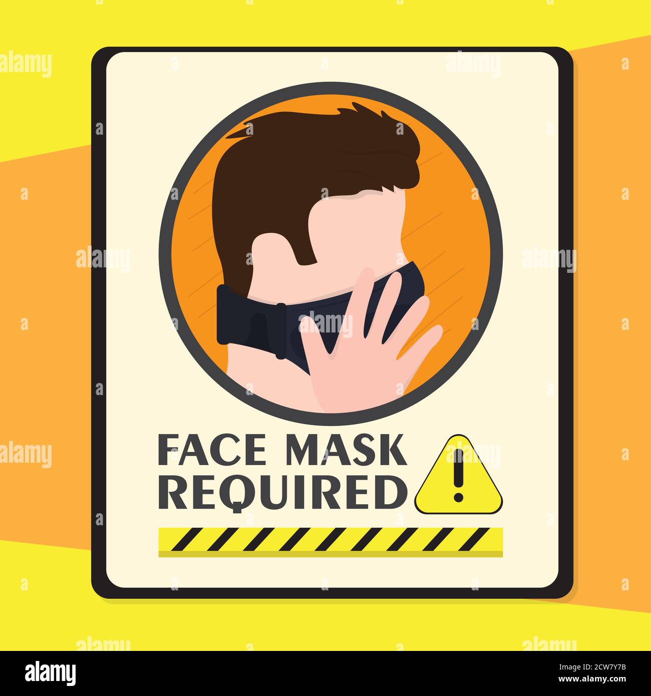 Face mask required poster. Man wearin a face mask. Covid-19 prevention ...