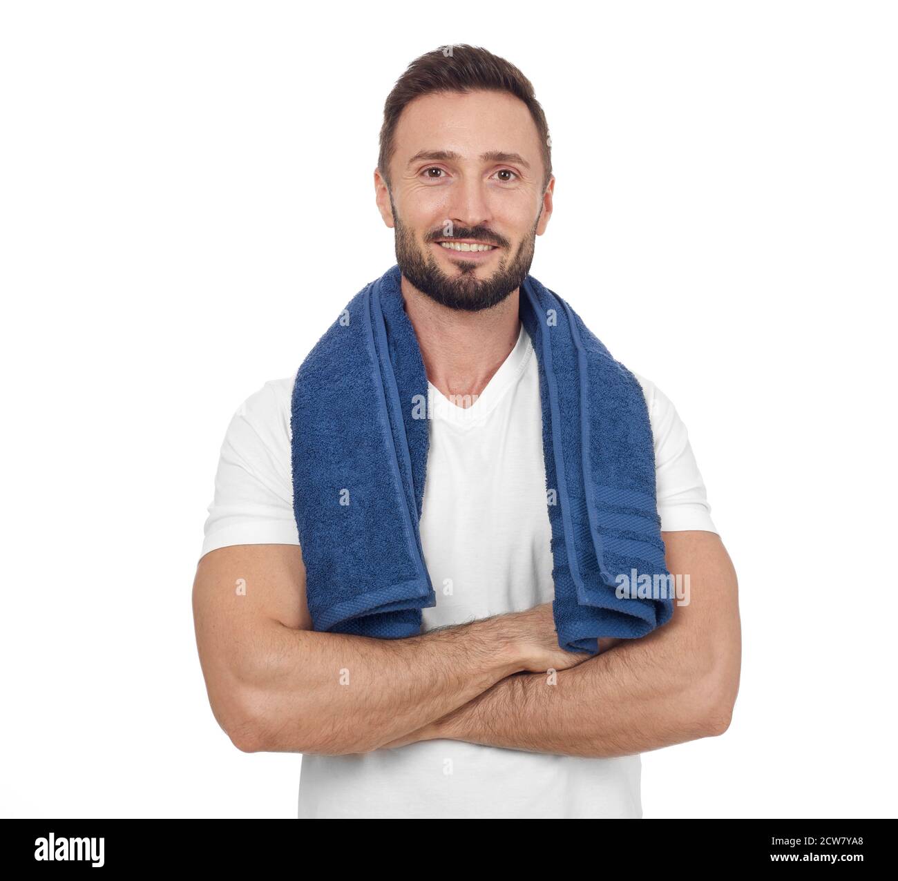 Confident sportsman standing towel hi-res stock photography and images ...