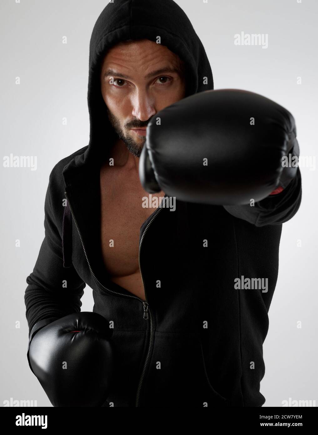 Muscular boxer with boxing gloves Stock Photo - Alamy