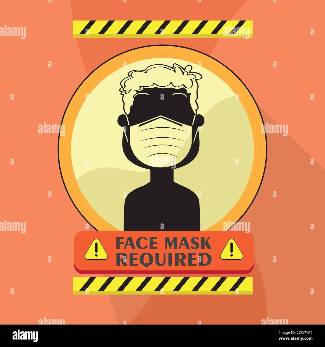 Face mask required poster. Man wearin a face mask. Covid-19 prevention ...