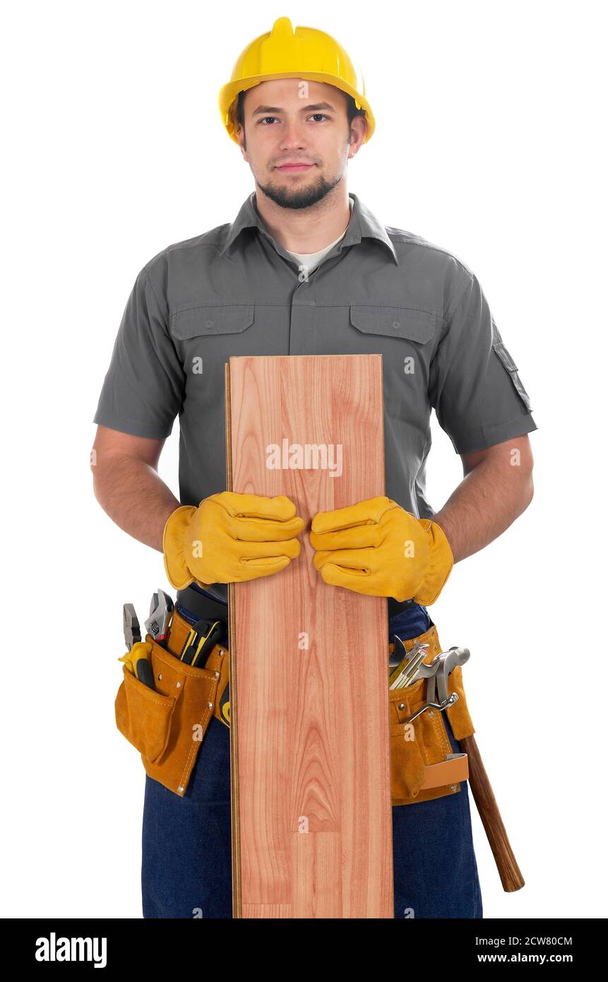 Building contractor isolated on white Stock Photo - Alamy