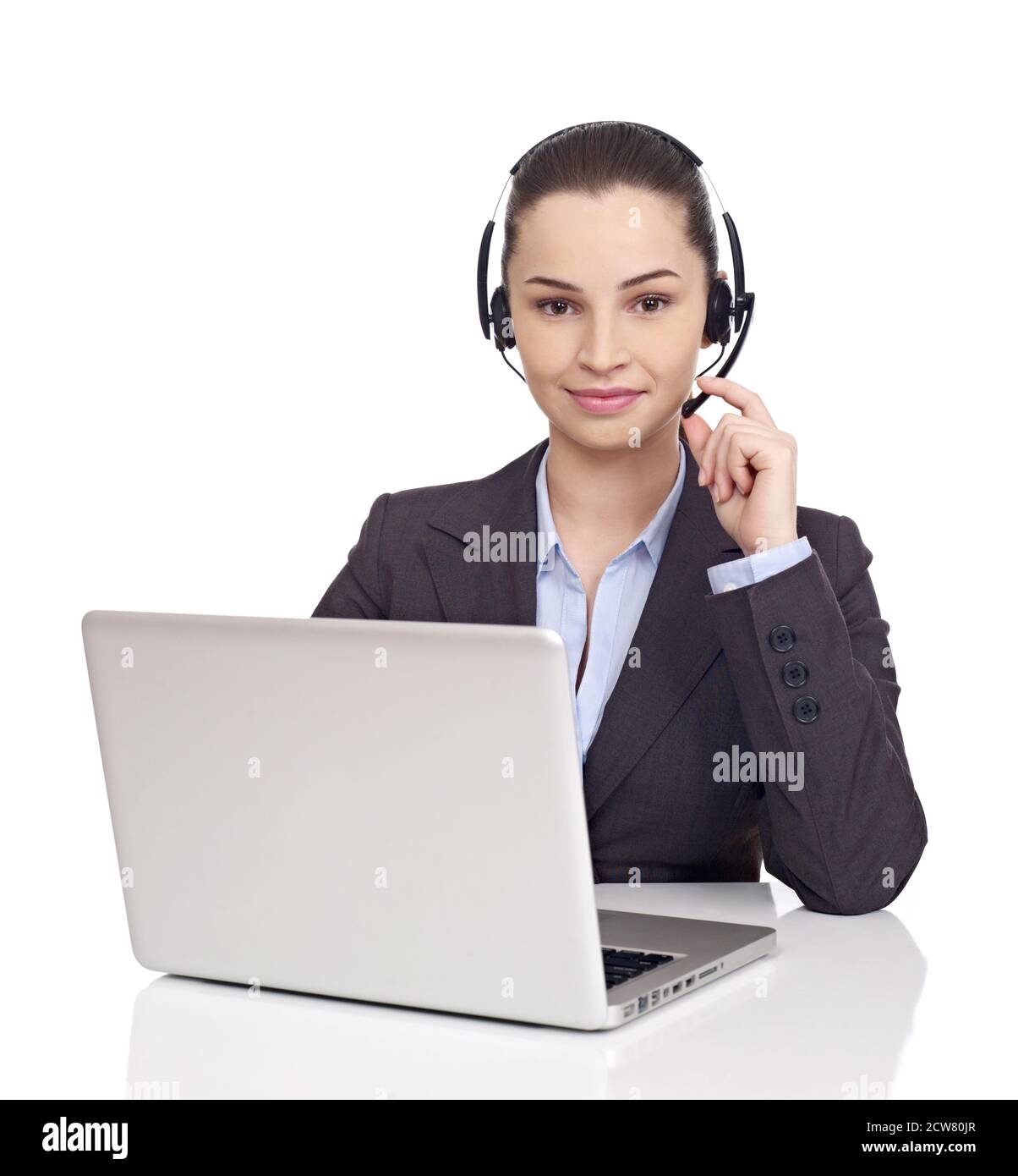 Call center representative isolated on white Stock Photo - Alamy