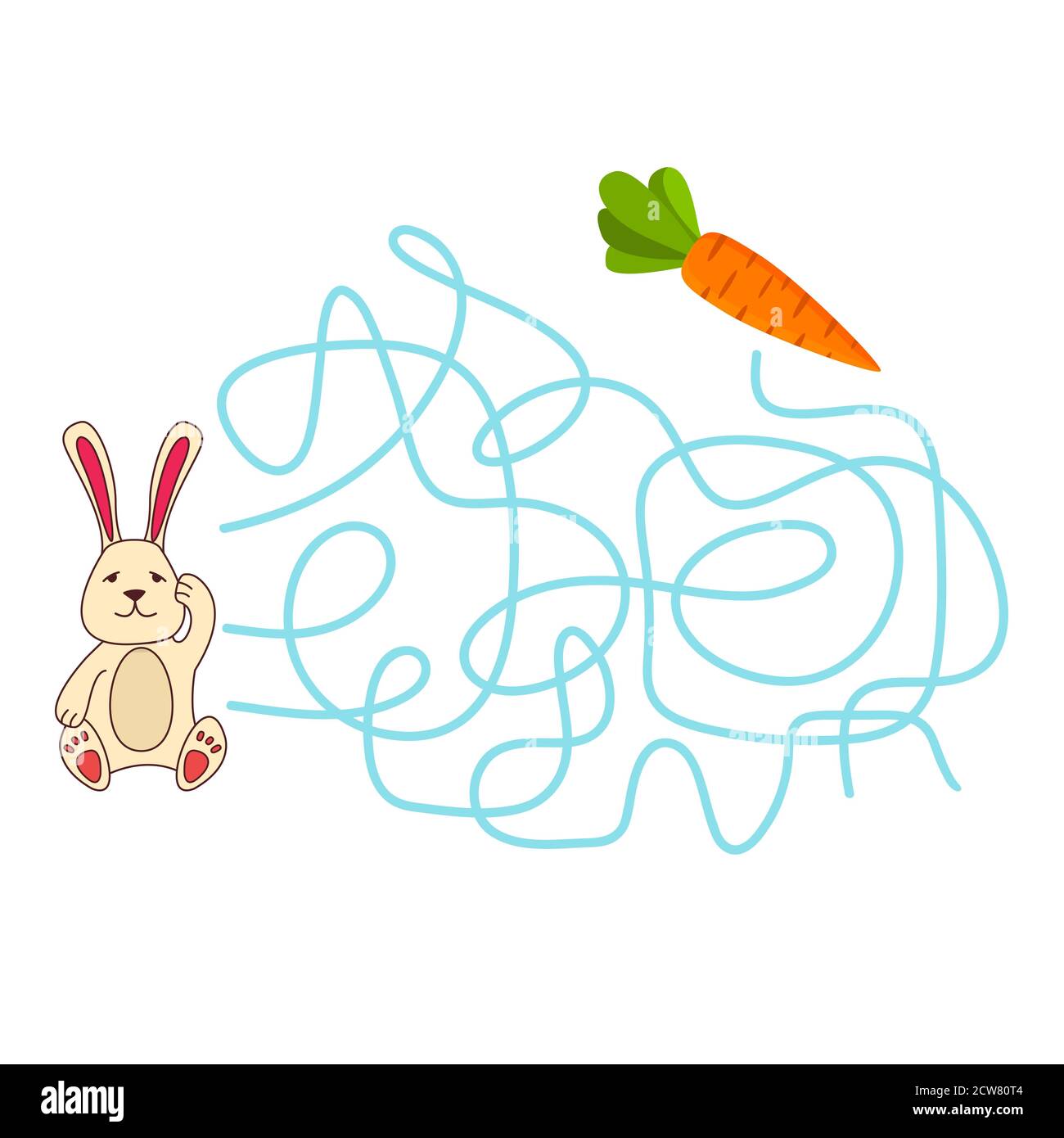 Maze game, education game for children rabbit carrot.Flat illustration ...