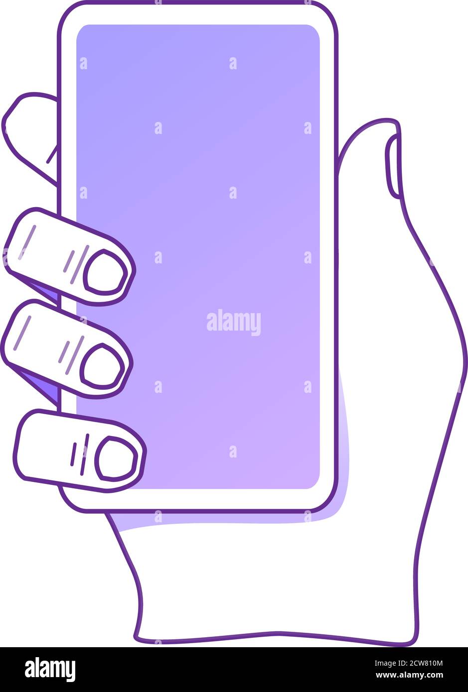 Human hand holding smartphone.Flat outline vector line art Stock Vector ...