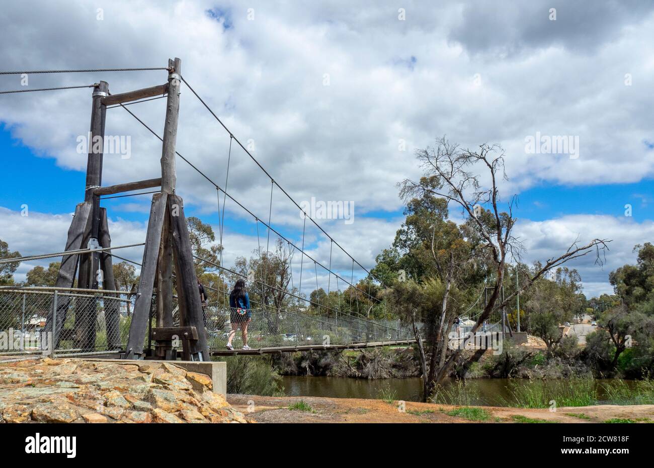 Timber Suspension Bridge footbridge across the Avon River York Western ...