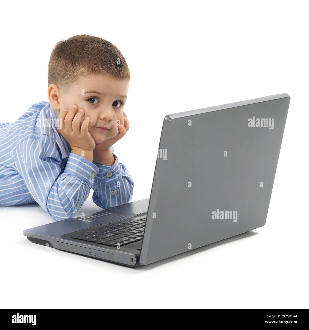 Kid with laptop Stock Photo - Alamy