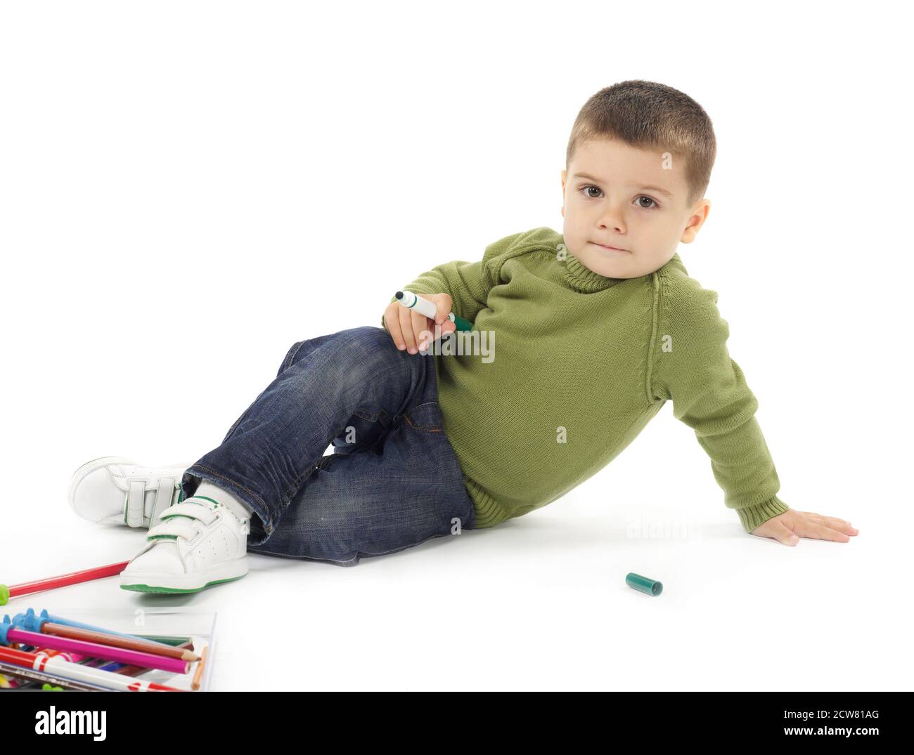 Kid drawing isolated Stock Photo - Alamy