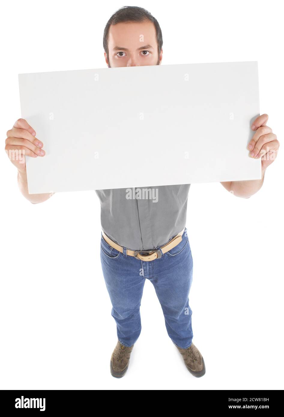 Man holding a blank sign Stock Photo - Alamy