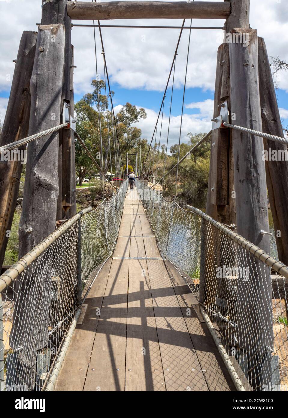 Timber Suspension Bridge footbridge across the Avon River York Western ...