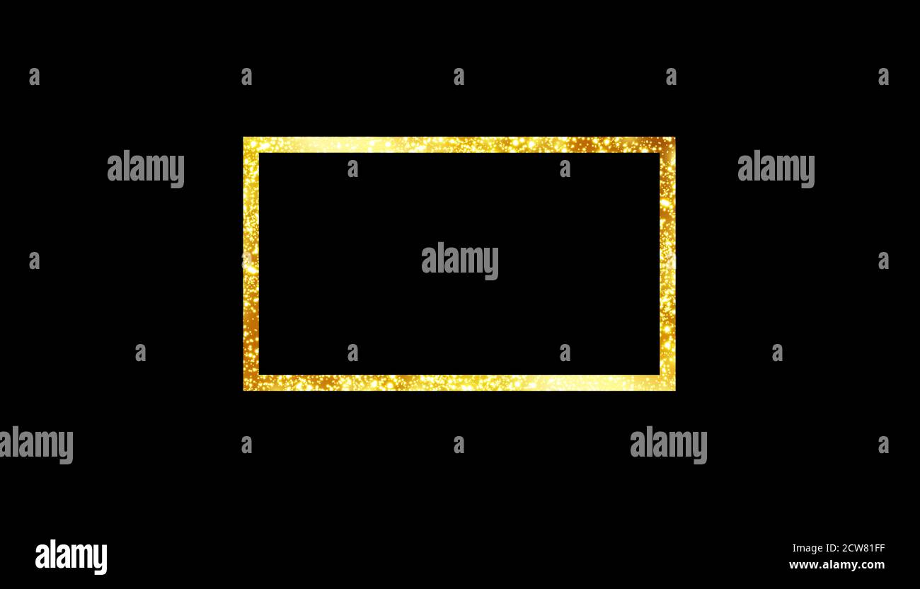Golden frame with lights effects. Shining rectangle banner. Isolated on ...