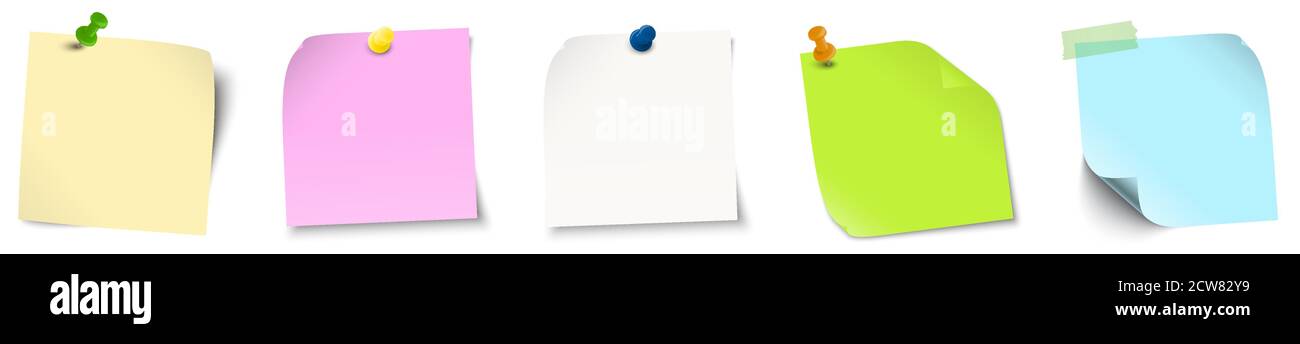 vector illustration of an collection of different sticky papers with ...