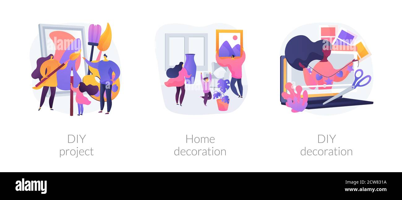 Family house decor abstract concept vector illustrations Stock Vector ...