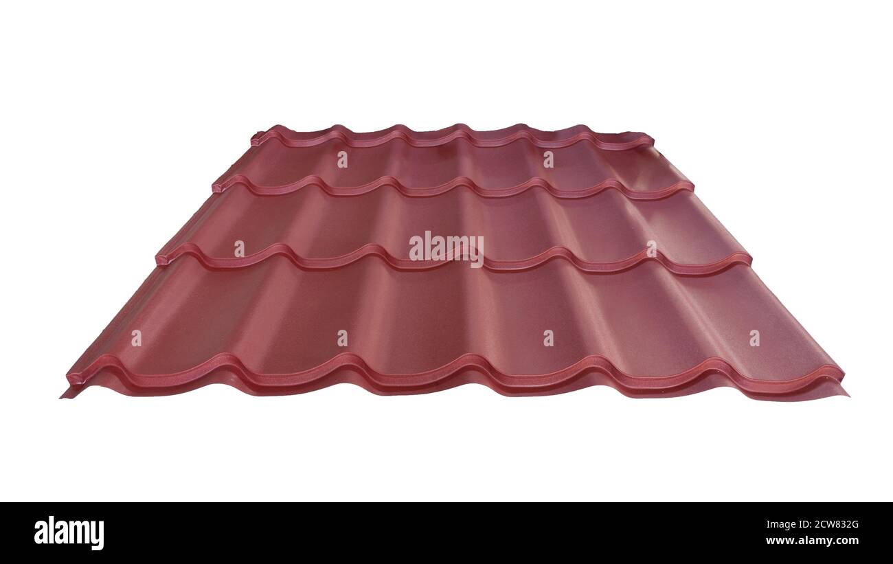 Roof wave ripple profile metal sheet colored wooden texture isolated on ...