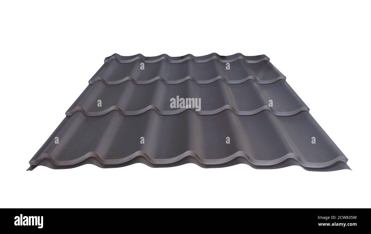 Roof wave ripple profile metal sheet colored wooden texture isolated on ...