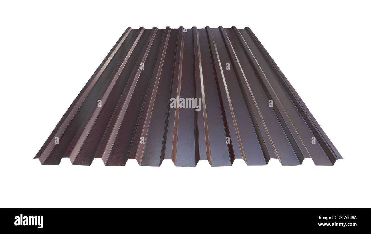 Roof wave ripple profile metal sheet colored wooden texture isolated on ...