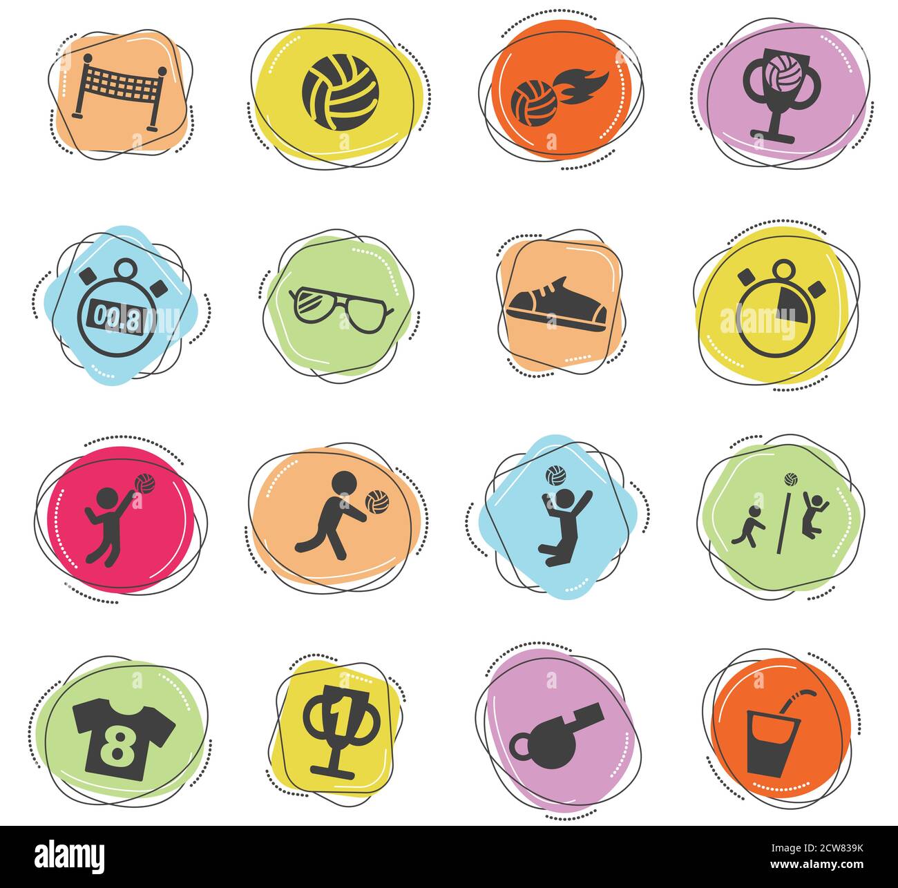 volleyball icon set Stock Vector Image & Art - Alamy