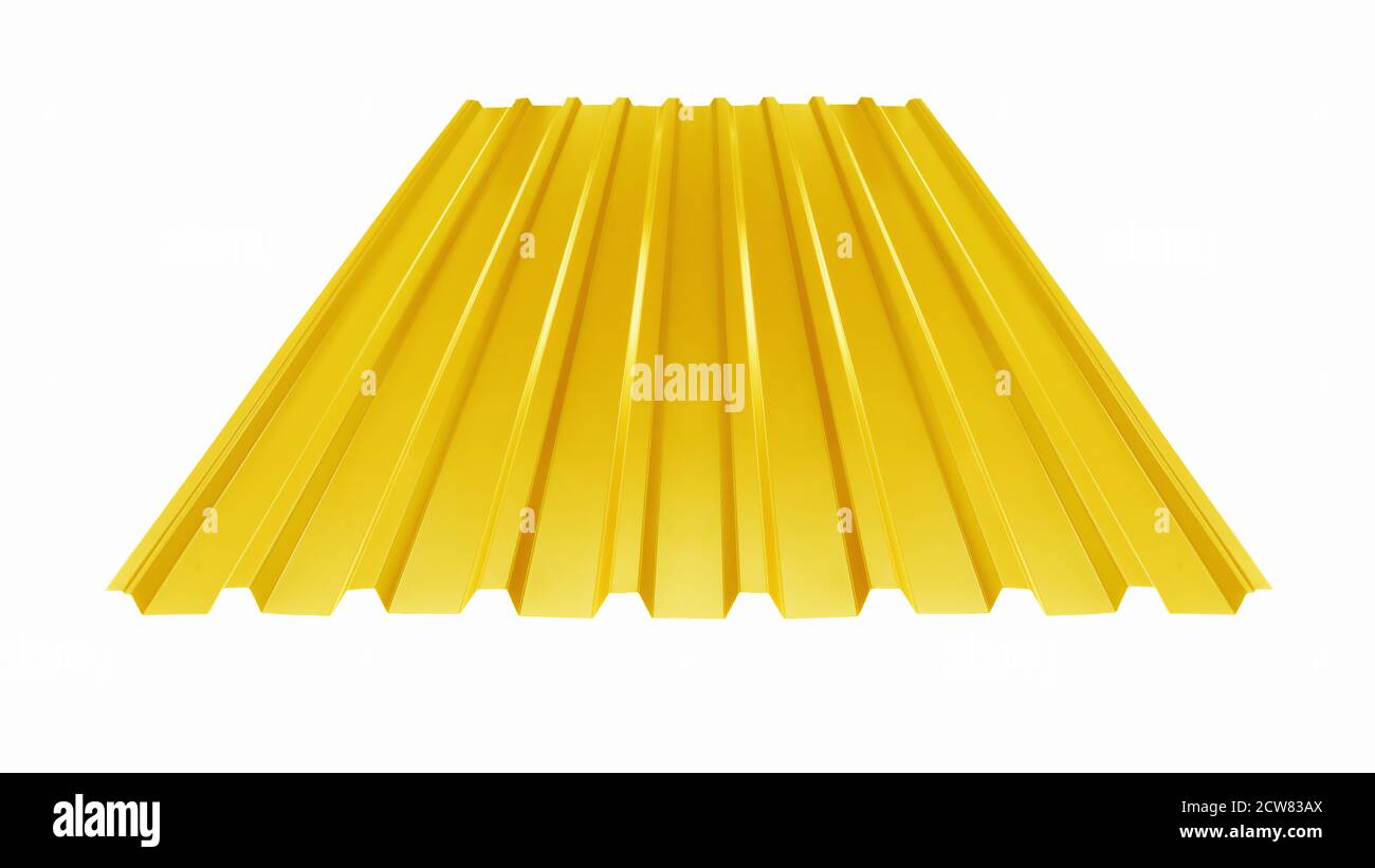 Roof wave ripple profile metal sheet colored wooden texture isolated on ...