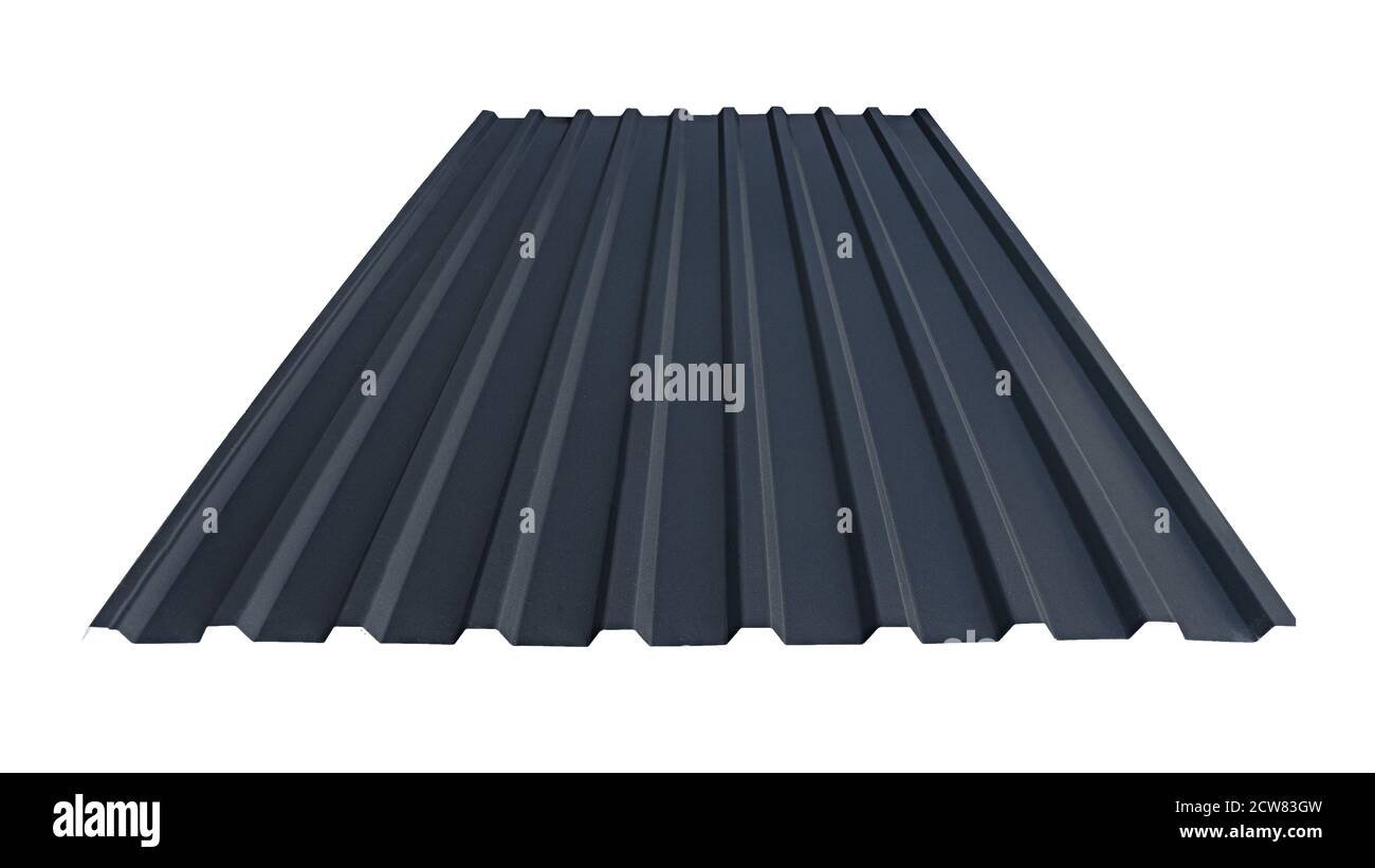 Roof wave ripple profile metal sheet colored wooden texture isolated on ...