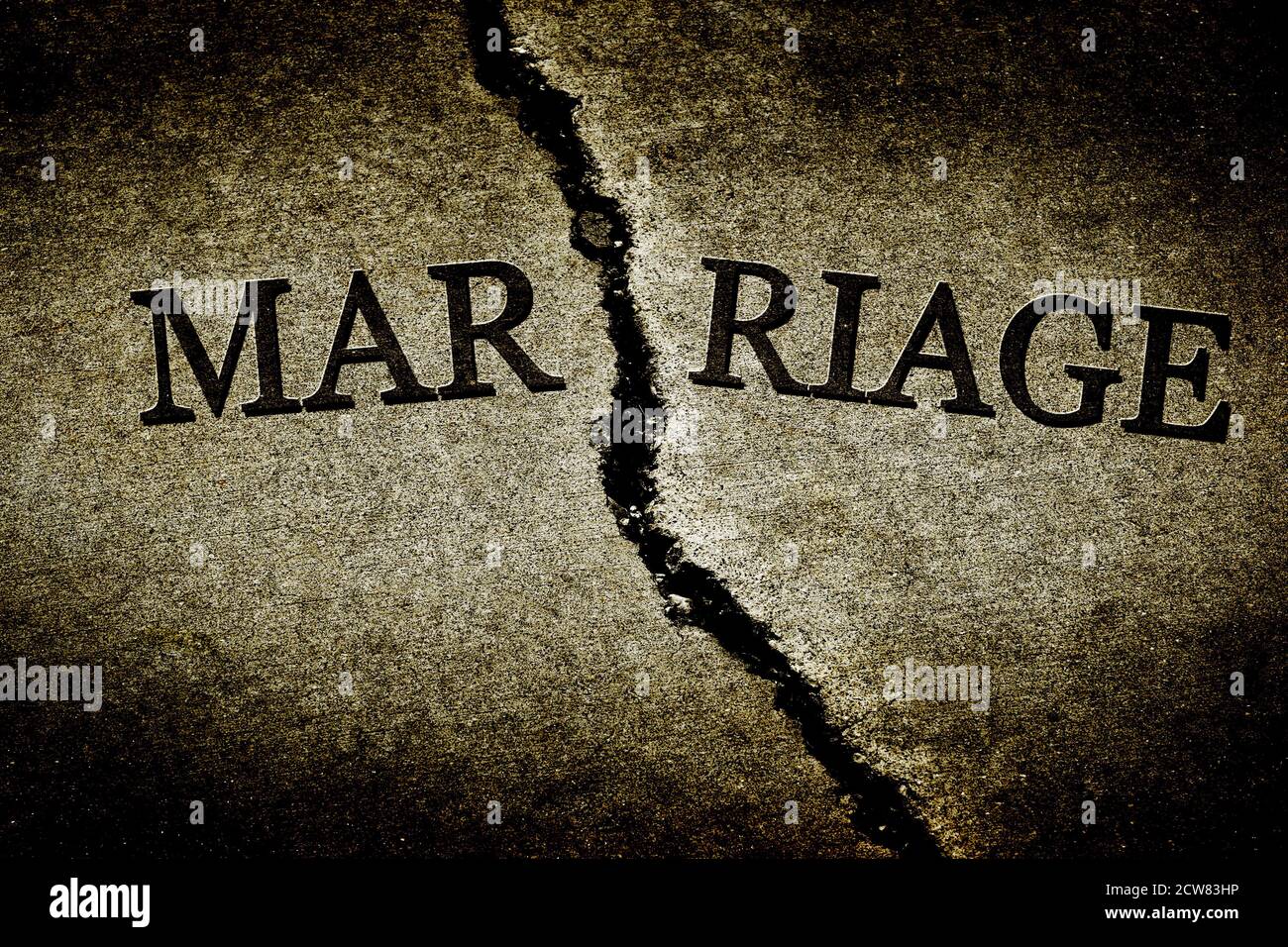 Broken marriage divorce couple torn apart through destroyed ...