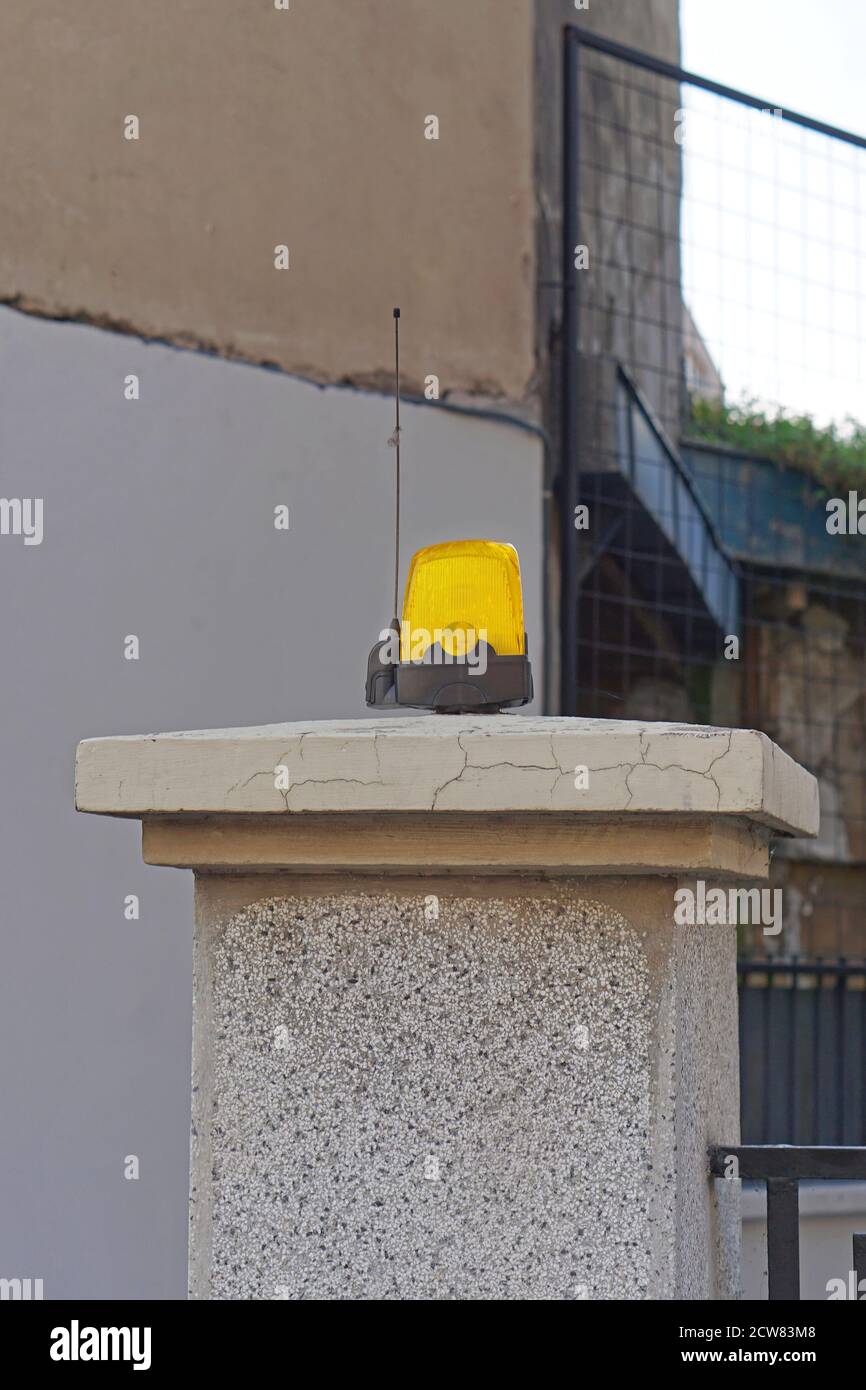 Flashing light signal with remote control antenna parking gate Stock ...